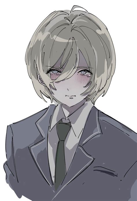 Safebooru 1boy Black Jacket Blonde Hair Blush Closed Mouth Collared