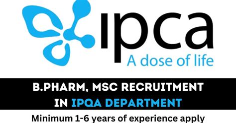 Walk In Drive For Bpharm Msc In Ipqa Department At Ipca Laboratories