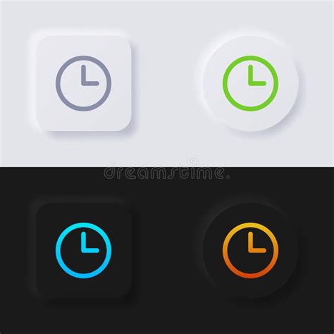 Analog Clock Icon Set Multicolor Neumorphism Button Soft Ui Design