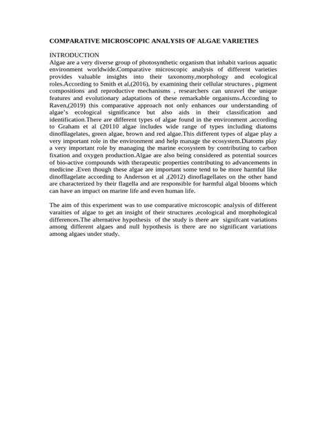 Comparative Microscopic Analysis Of Algae Varietie Pdf