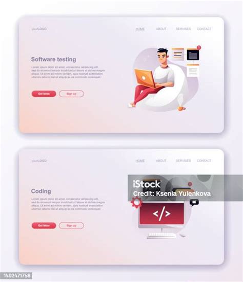 Konsep Pemrograman Insinyur Web Karakter Di Tempat Kerja Ilustrasi Vektor Templat Halaman Arahan