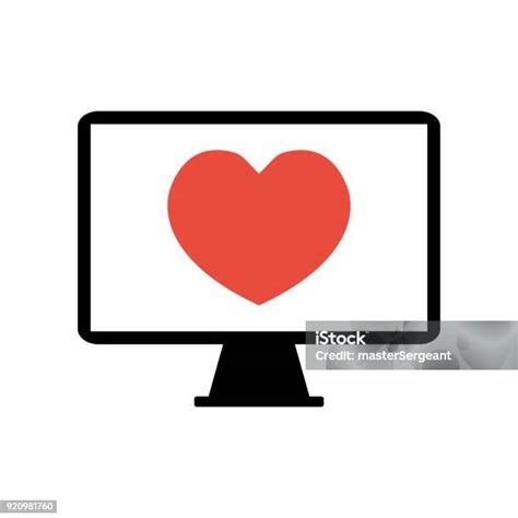 컴퓨터 화면 평면 스타일 벡터 일러스트 레이 션에에서 레드 심장 3월에 대한 스톡 벡터 아트 및 기타 이미지 3월 개념 공휴일 Istock