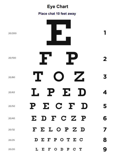 Printable Eye Chart And Example Free Pdf Download