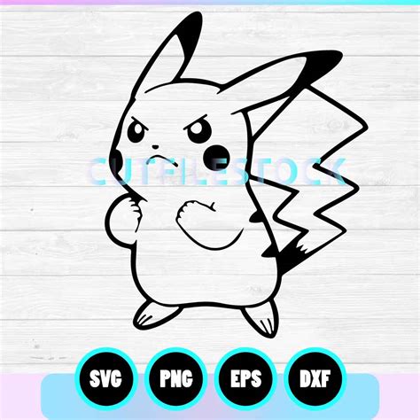 Tough Pikachu Svg Angry Pikachu Svg Png Silhouette Cricut