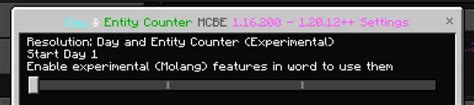 Day And Entity Counter MCBE MCPE Texture Pack For Minecraft