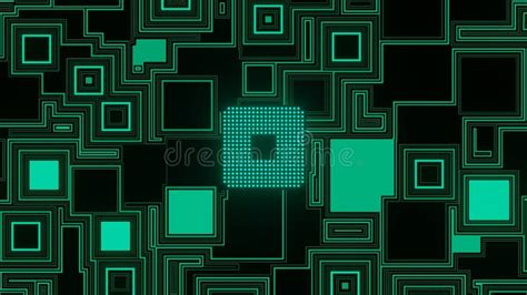 Cpu Modern Processor Abstract Technology 3d Render Stock