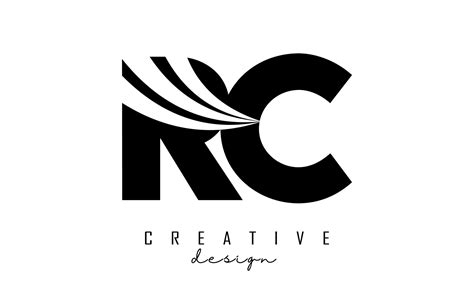 Creative Black Letters RC R C Logo With Leading Lines And Road Concept Design Letters With