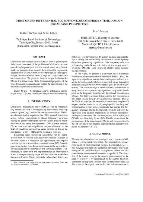 pdf first order differential microphone arrays from a time domain