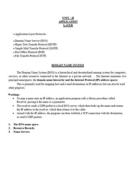 unit ii computer networks pdf domain name system internet protocol suite