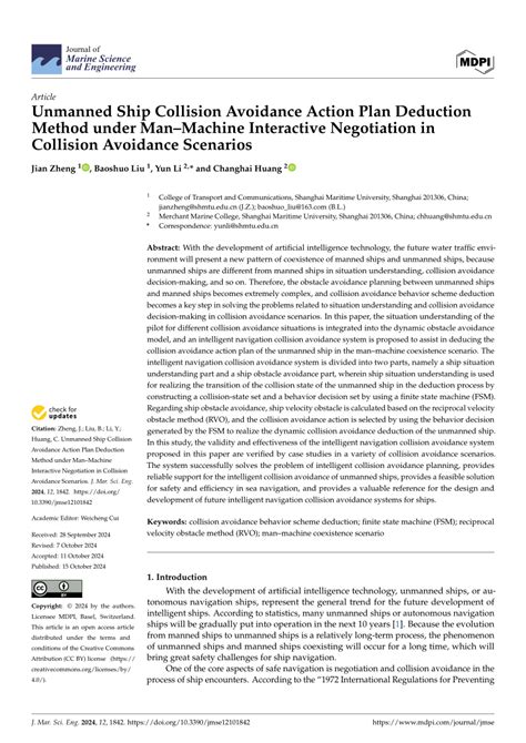 Pdf Unmanned Ship Collision Avoidance Action Plan Deduction Method