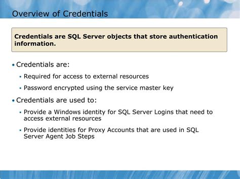 ppt module 14 configuring security for sql server agent powerpoint