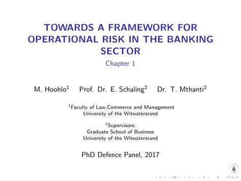 Operational Risk Framework In Banking Sector