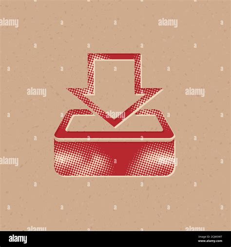 download button icon in halftone style grunge background vector