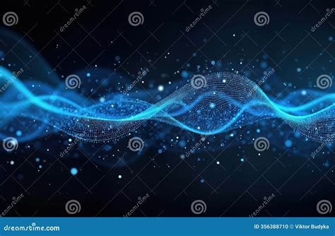 Abstract Blue Sound Wave Design On Black Background Ai Generative Illustration Dynamic Glowing