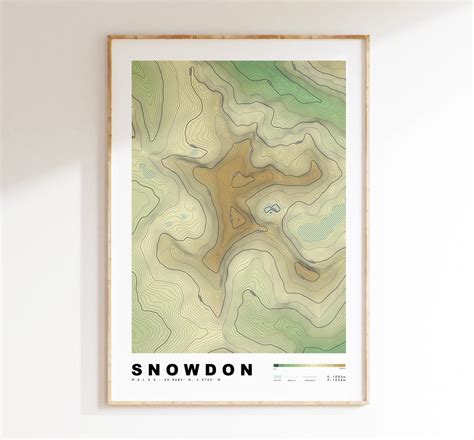 Snowdon Map Print Topographic Map Print Contour Map Snowdonia Wales Snowdon Print