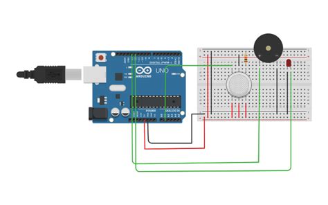 Circuit Design Gas Leakage Detection Sensor Tinkercad