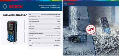 Bosch GLM 50-27 CG Professional 2-in-1 Bluetooth Green Laser Measure ...