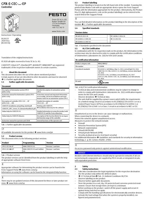 Festo Cpx E Cec Ep Series Instructions Manual Pdf Download Manualslib