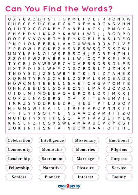 Free Large Print Word Search Puzzles For Seniors Printable