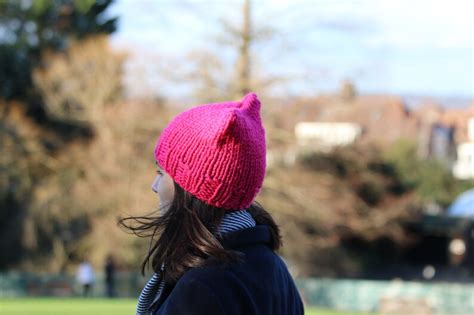Pink Pussycat Hat Pussycat Hat Project Cat Ear Hat Hand Knitted Hat Womens Knitted Beanie