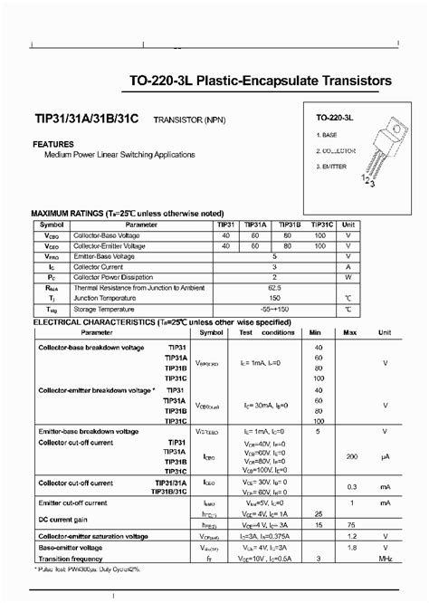 Tip31 8136252 Pdf Datasheet Download Ic On Line