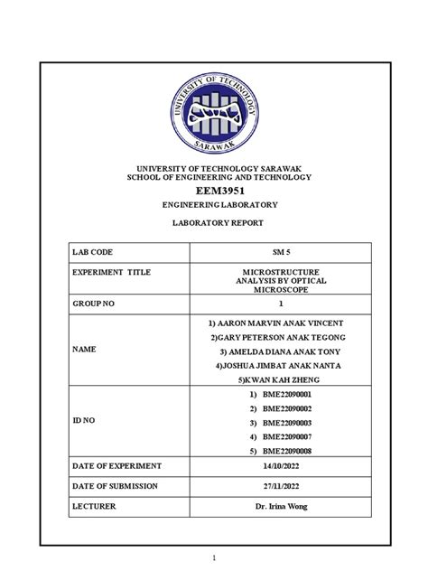 Analysis Of The Microstructure Of Metal Samples Using Optical Microscopy Pdf Heat Treating