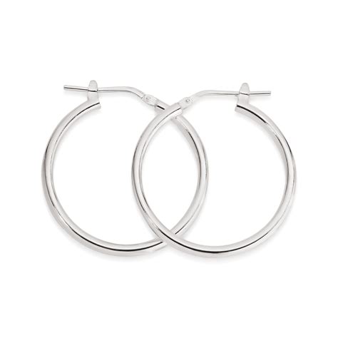 Silver Polished Hoops 25mm
