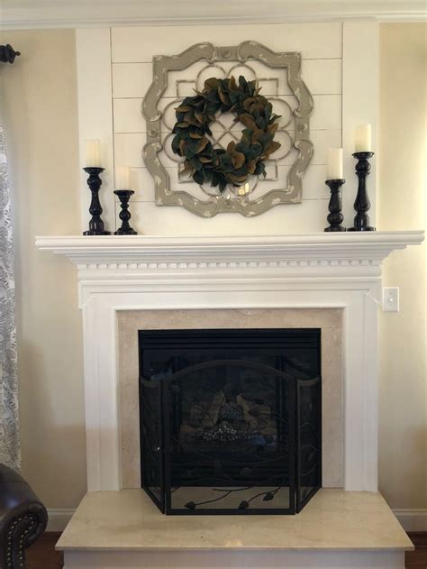 Fireplace After Pretty Diy Shiplap Accents Our Fireplace Love My Metal Wall Art From Hobby