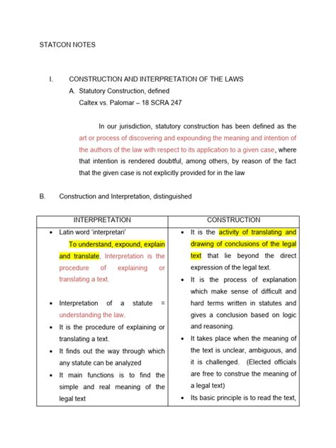 Statcon Notes Pdf Statutory Interpretation Justice