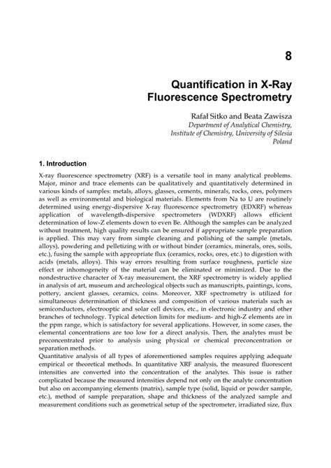 Pdf Quantification In X Ray Fluorescence Spectrometry