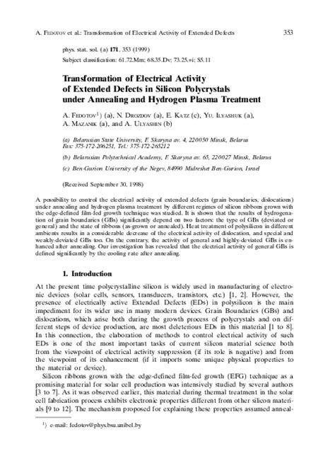 Pdf Transformation Of Electrical Activity Of Extended Defects In