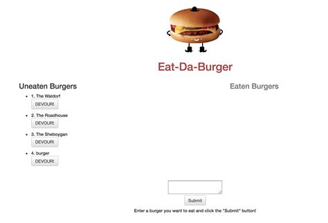 Github Hbedrosburger Burger Logger With Mysql Node Express Handlebars And A Homemade Orm