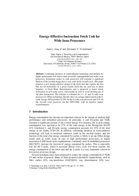 Pdf Energy Effective Instruction Fetch Unit For Wide Issue Processors