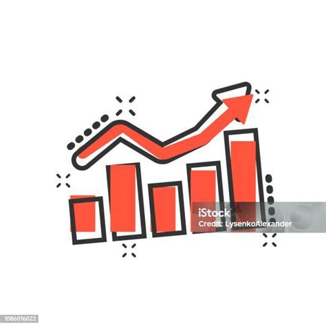 만화 스타일에 막대 그래프 아이콘을 성장 화살표 벡터 만화 그림 그림을 증가 Infographic 진행 사업 개념 스플래시 효과입니다 검은색에 대한 스톡 벡터 아트 및 기타