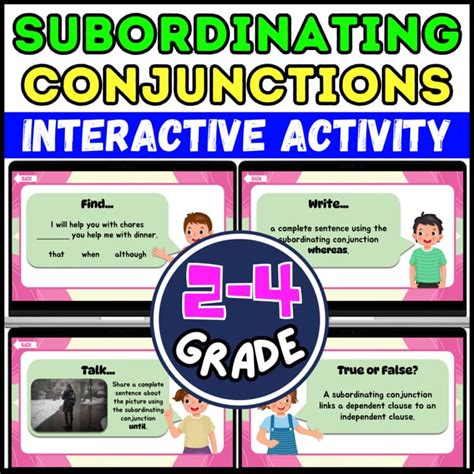 Subordinating Conjunctions Game Show Interactive Activity For 2nd 3rd 4th Grade