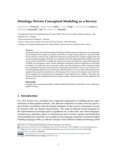 Pdf Ontology Driven Conceptual Modeling As A Service