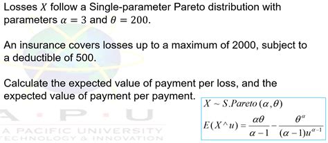 Solved Losses X Follow A Single Parameter Pareto