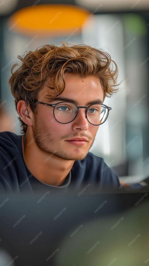 Premium Photo A Man With Glasses Looking At The Camera