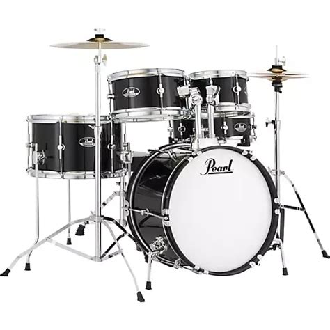 Pearl Roadshow Jr Drum Set With Hardware And Cymbals Jet Black