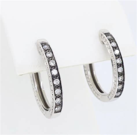 Black Rhodium Diamond Hoop Earrings For Sale At 1stdibs