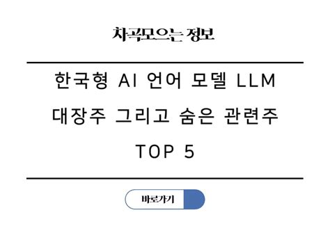 한국형 Ai 언어 모델 Llm Ai 시대를 이끌 대장주 그리고 숨은 관련주 Top 5