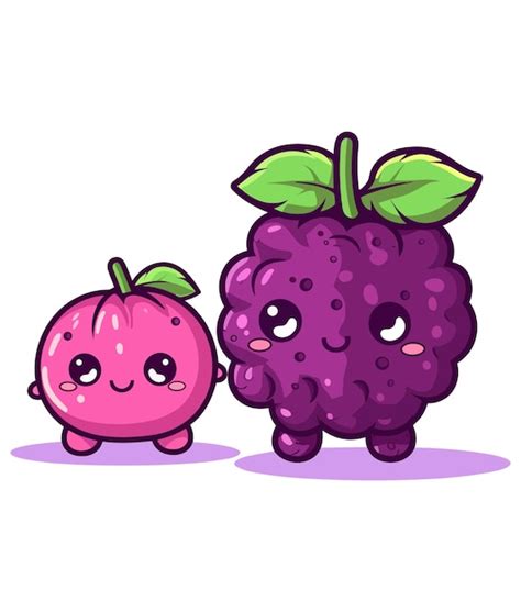 카와이 과일 만화 캐릭터 벡터 재미있는 과일 카와이 일러스트 프리미엄 Ai 생성 벡터