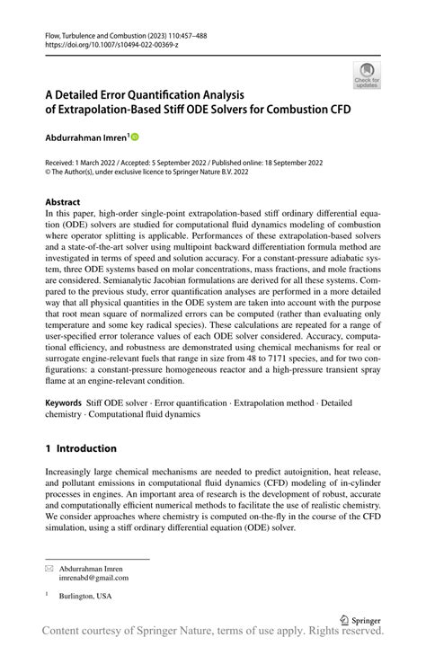 a detailed error quantification analysis of extrapolation based stiff ode solvers for combustion cfd