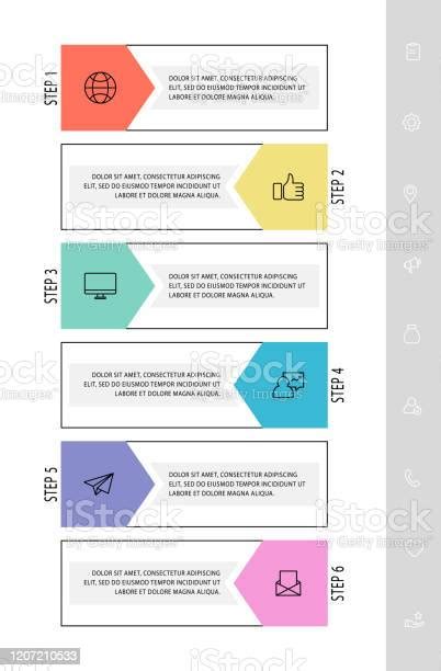 벡터 인포그래픽 플랫 템플릿입니다 여섯 다이어그램 그래프 순서도 타임 라인 마케팅 프리젠 테이션에 대한 화살표 모양 인포그래픽에
