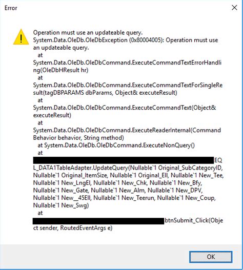 c operation must be an updateable query error stack overflow