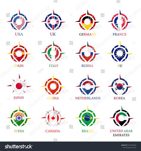Map Pointer Marker Compass Flags Icons Stock Vector Royalty Free 1939750690 Shutterstock