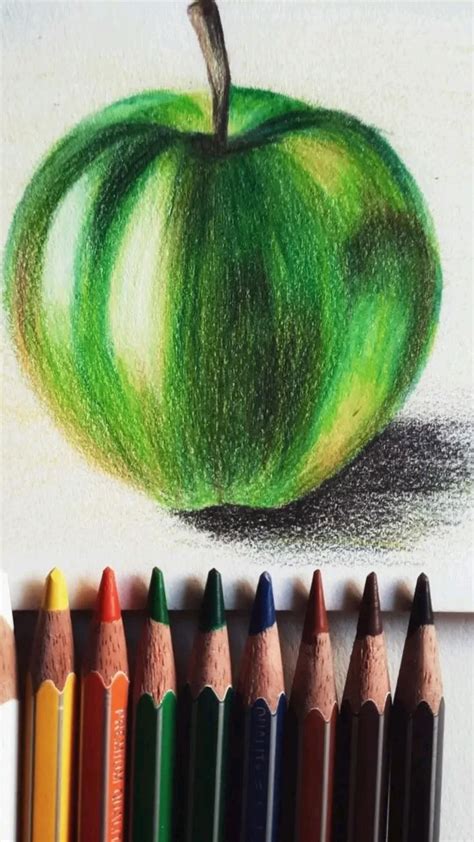 Apple Shading In Colored Pencil