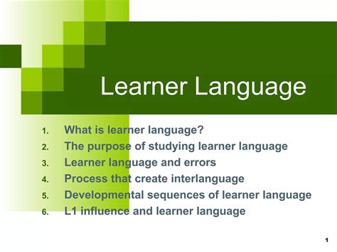 4 Learner Language Interlanguage Ppt