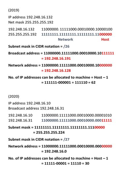Cn Subnet Mask Broadcast Address And Network Address Pdf