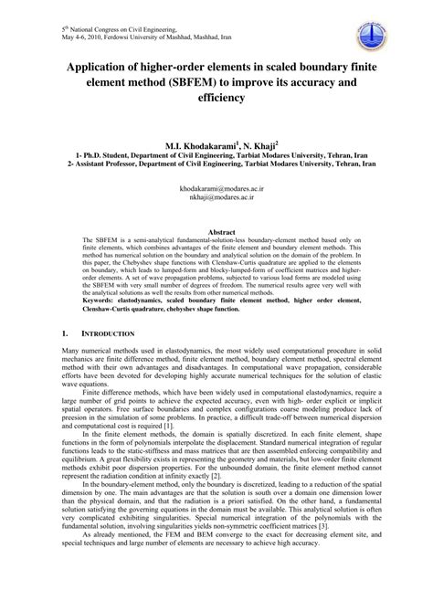 pdf application of higher order elements in scaled boundary finite